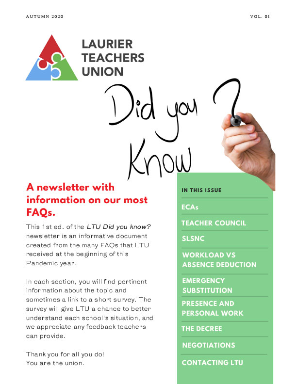 Did You Know? - Laurier Teachers Union - LTU